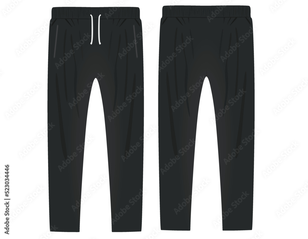 Black tracksuit bottom. vector illustration Stock Vector | Adobe Stock