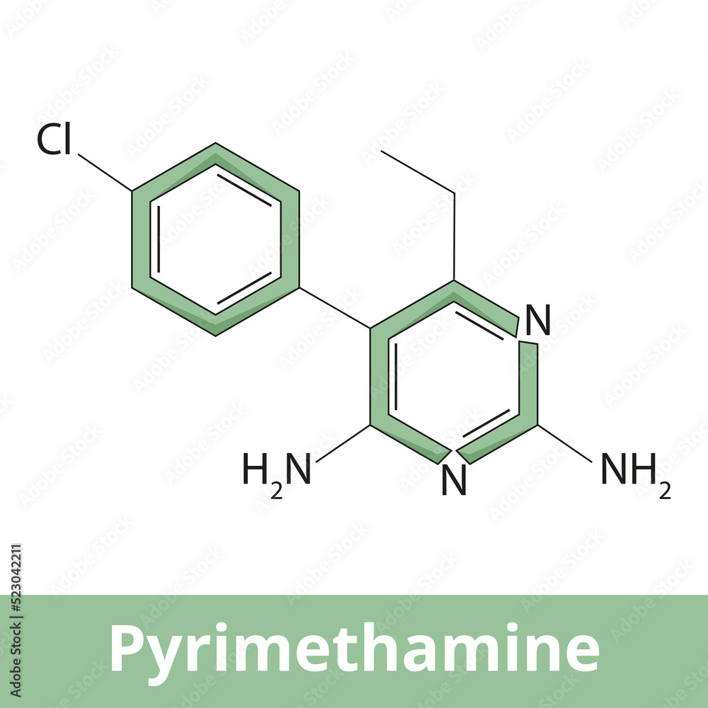 Pyrimethamine. Medication used against parasitic diseases toxoplasmosis ...