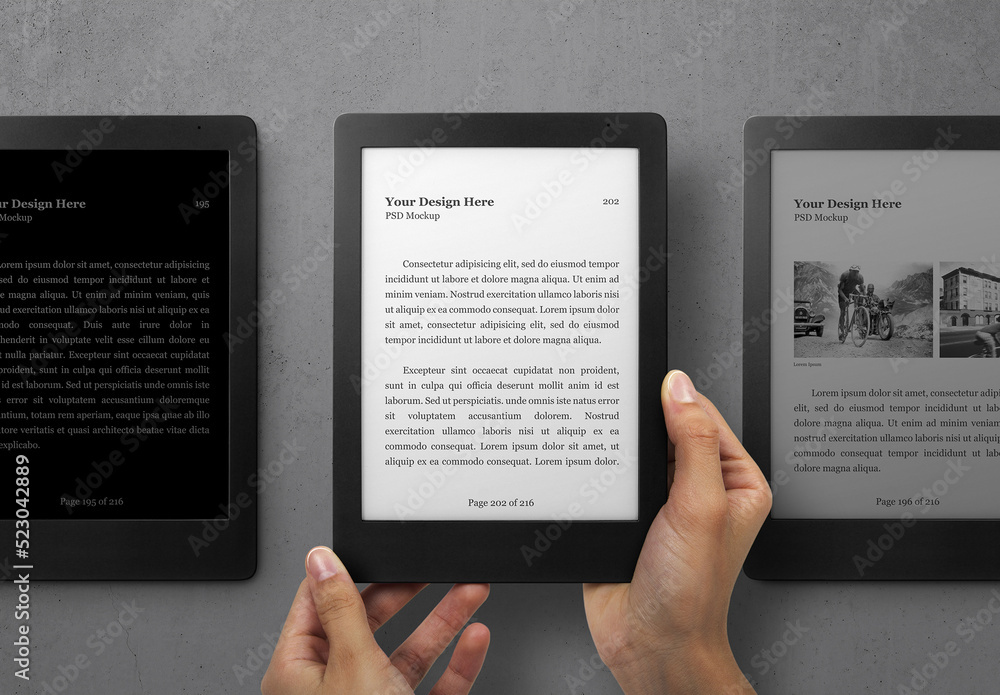 Hands Holding E-Book Reader Mockup Set Stock Template | Adobe Stock