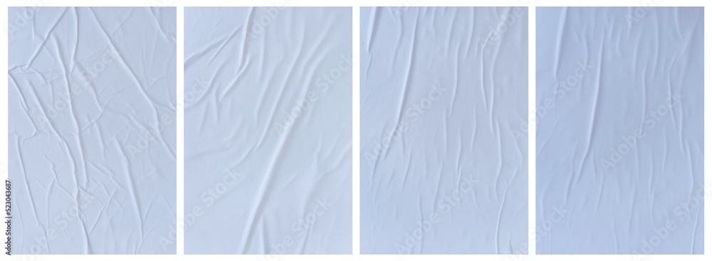 Set of wrinkled white paper templates. wet blank white paper for poster ...