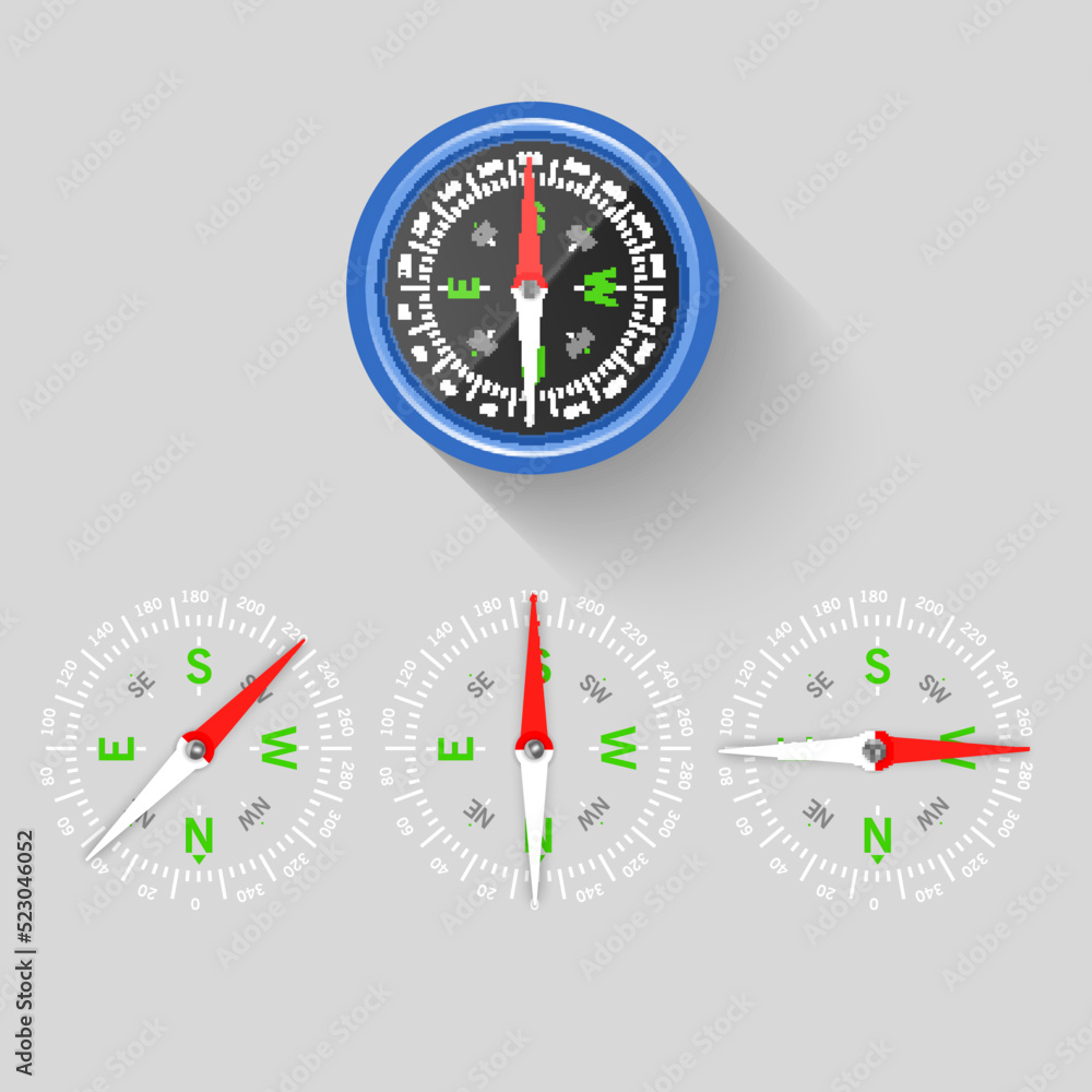 Compass icons set. Vector compass icons on transparent background Stock ...