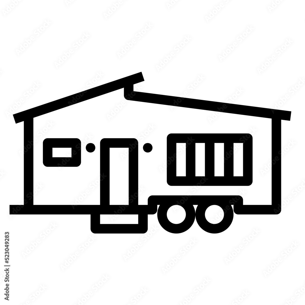 Mobile house home movable wheel building - outline icon Stock Vector ...