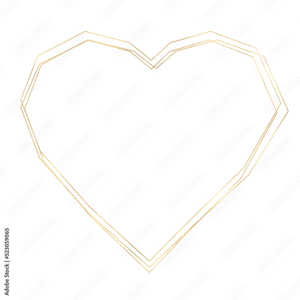 Gold heart shape,geometry frame, botanical gold vintage frame ...