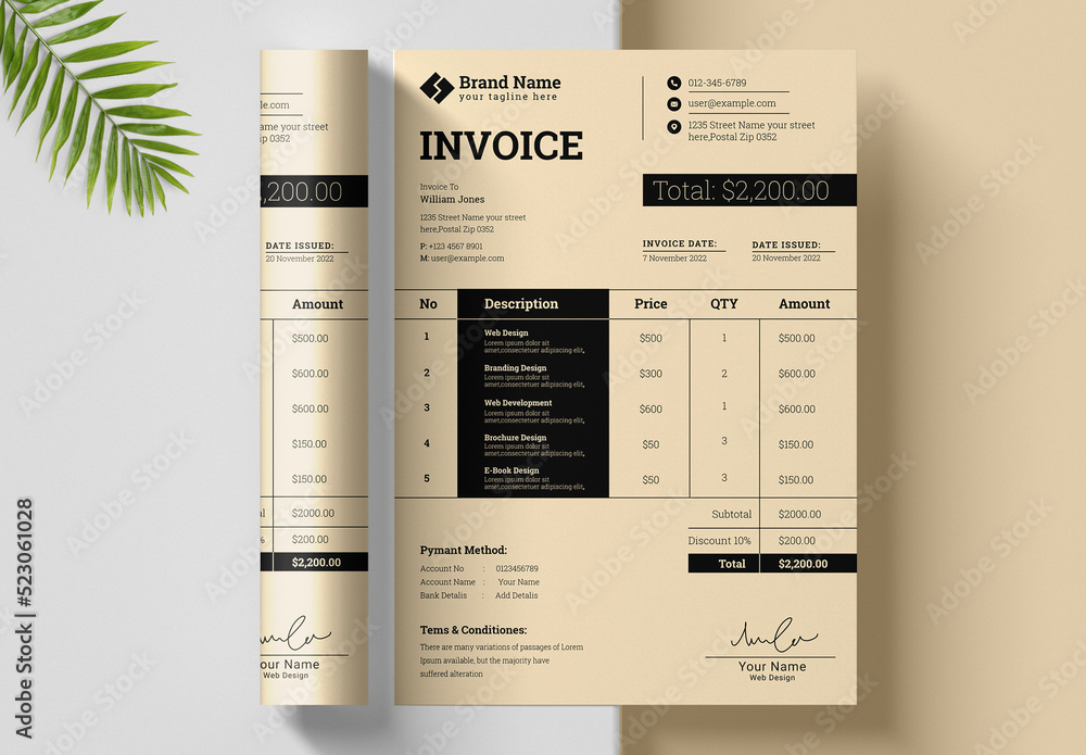 Simple Invoice Layout Stock Template | Adobe Stock