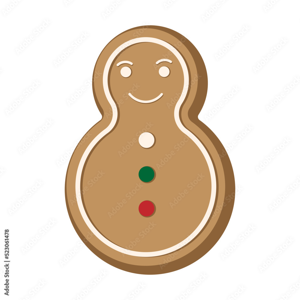 Christmas gingerbread illustration in flat cartoon style Stock Vector ...