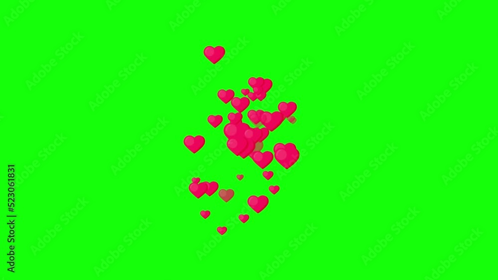 Heart emoji love symbol icon, isolated chroma key green screen ...