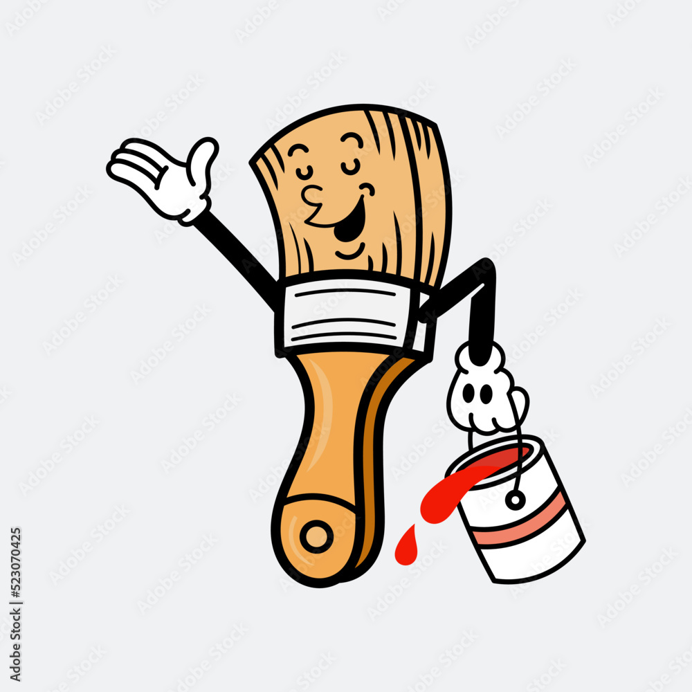 cute paint brush cartoon character vector illustration is perfect for ...