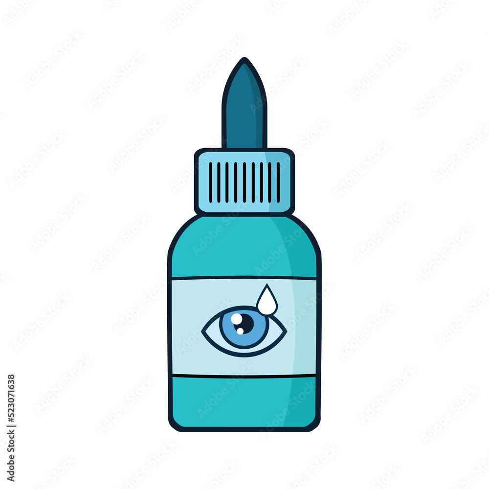 Cartoon Eye Drops Plastic Bottle. Hand Drawn Illustration Isolated On ...