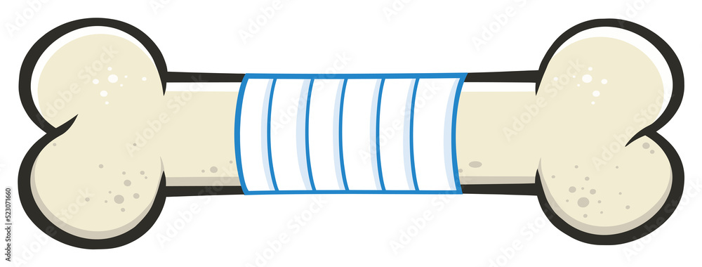 Bone With Medicine Bandage Line Cartoon Drawing Design. Hand Drawn ...