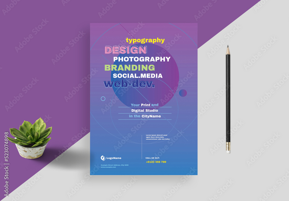 Typography Creative Design Flyer Stock Template | Adobe Stock