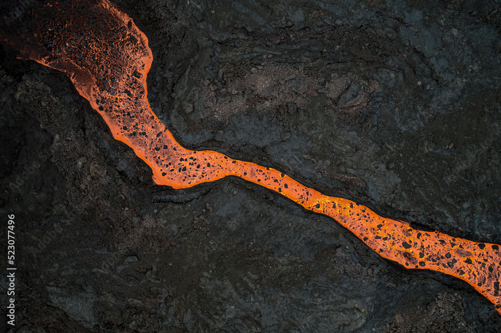 A week old Volcano in Meradalir, Fagradalsfjall volcano in Iceland 2022 ...