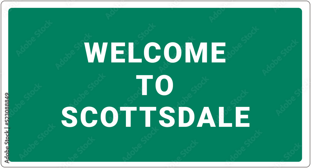 Welcome to Scottsdale. Scottsdale logo on green background. Scottsdale ...