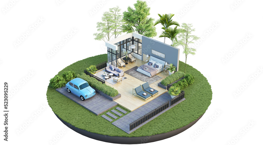 3D interior and architectural work on transparent background Stock ...