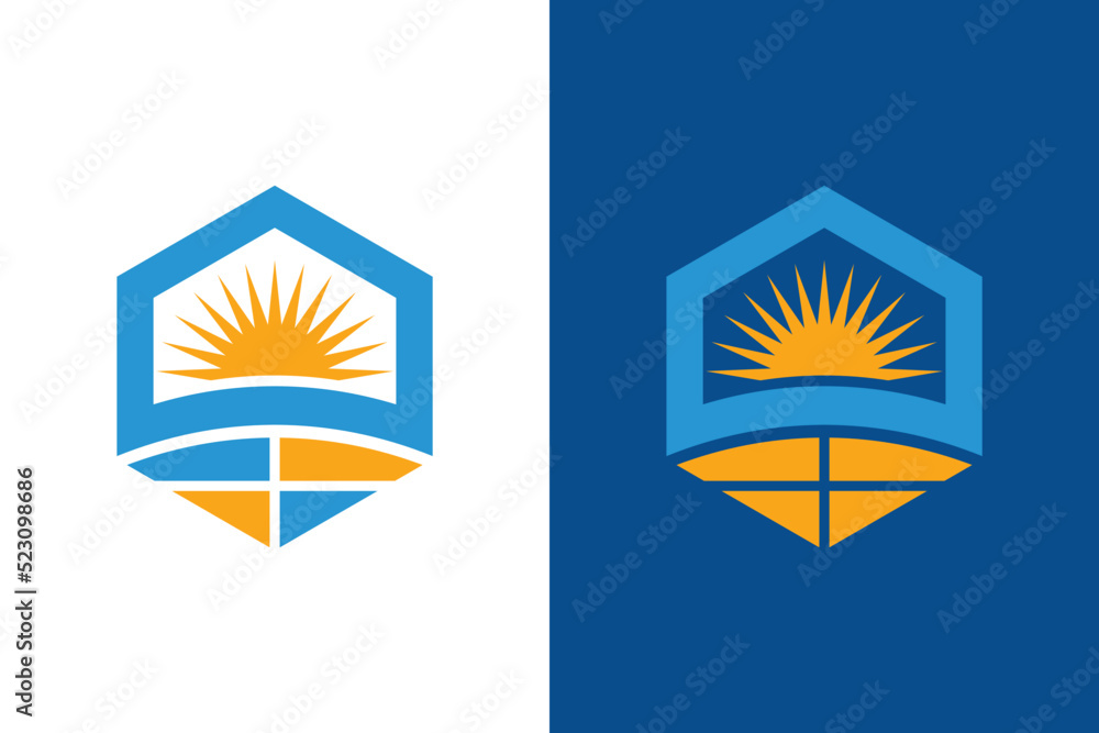 Solar hexagon concept. Very suitable for symbol, logo, company name ...