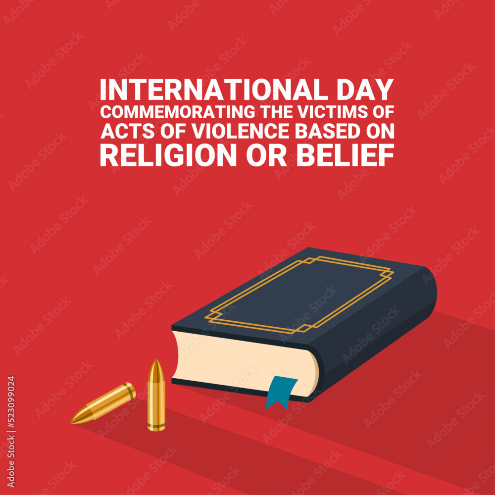 Vector illustration, holy book and bullet, as banner or poster ...