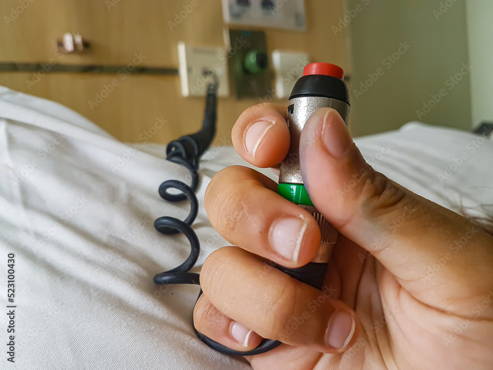 Emergency nurse call button in hospital room. emergency botton for ...