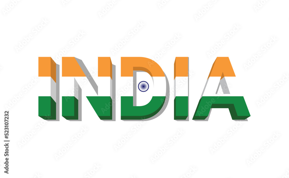 India flag colors in 3d text. Happy republic day and happy independence ...