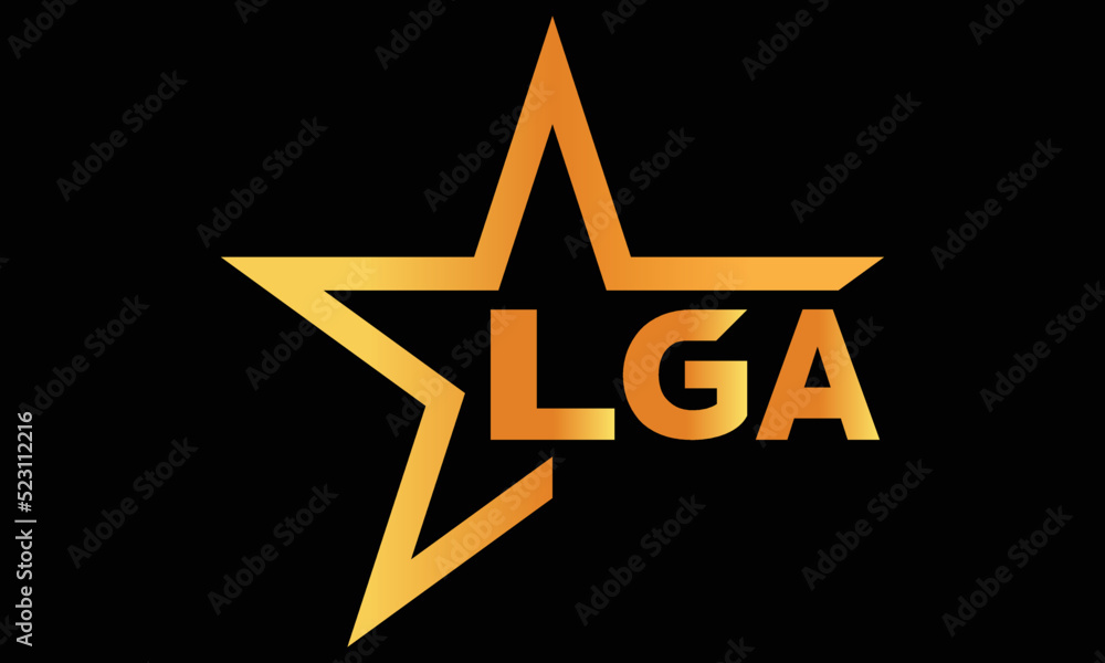 LGA golden luxury star icon three letter logo design vector template ...