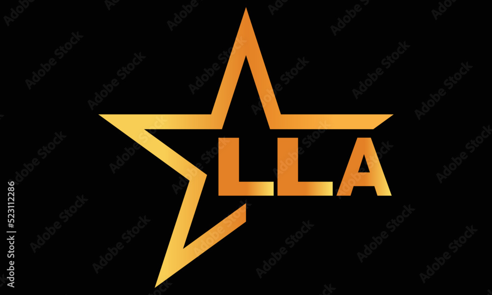 LLA golden luxury star icon three letter logo design vector template ...