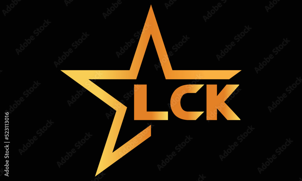 Vecteur Stock LCK golden luxury star icon three letter logo design ...
