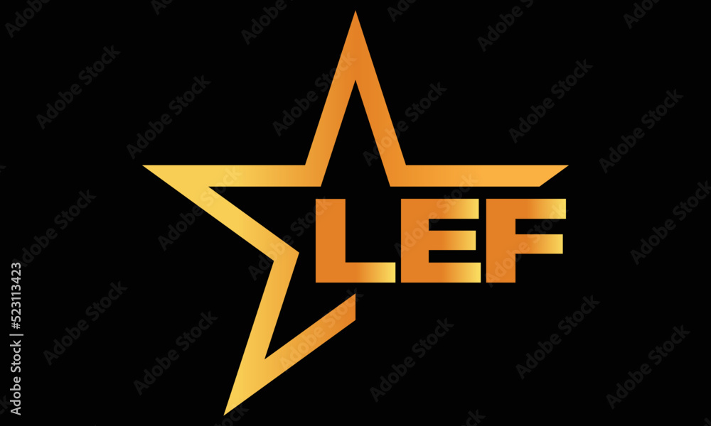 LEF golden luxury star icon three letter logo design vector template ...