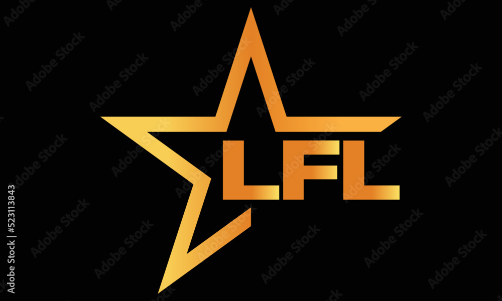 LFL golden luxury star icon three letter logo design vector template ...
