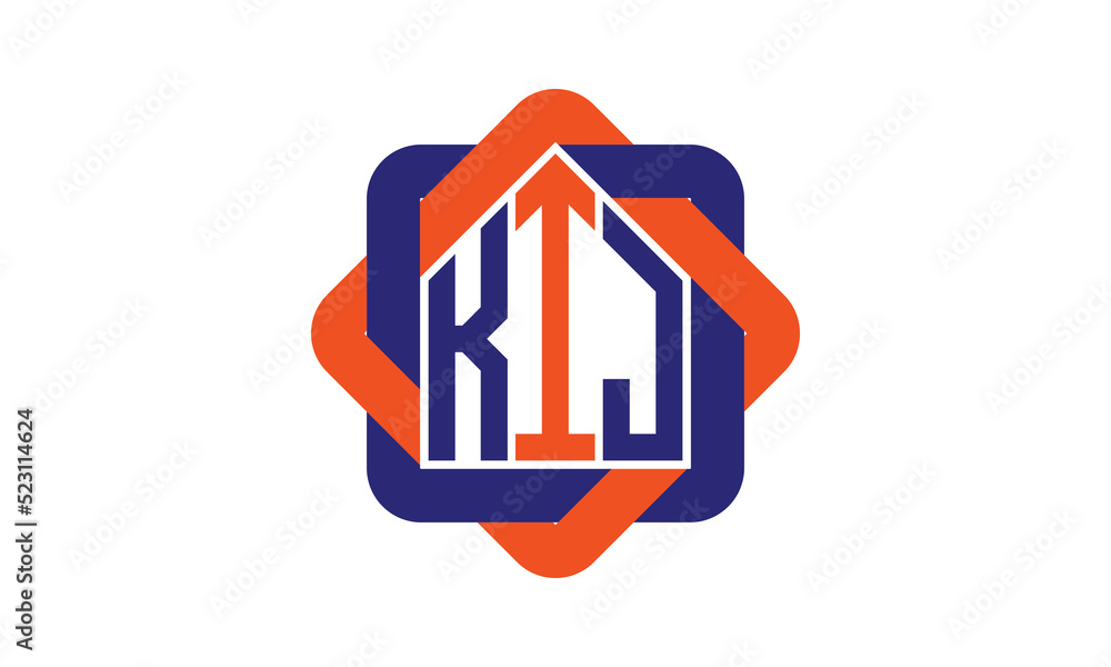 KIJ three letter real estate logo with home icon logo design vector ...