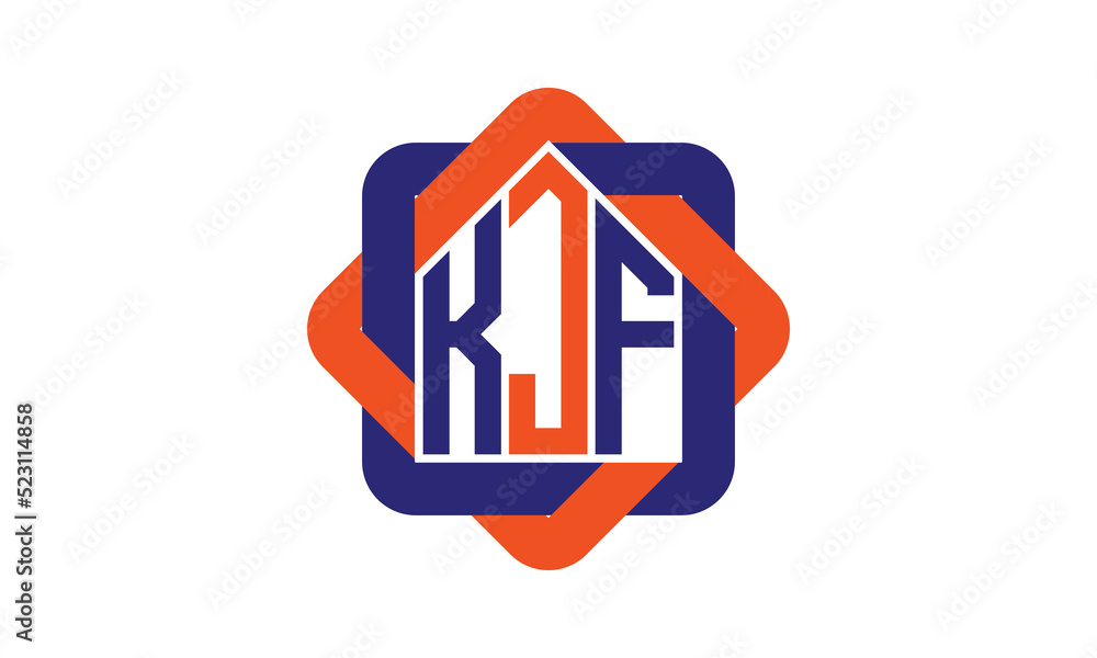 KJF three letter real estate logo with home icon logo design vector ...