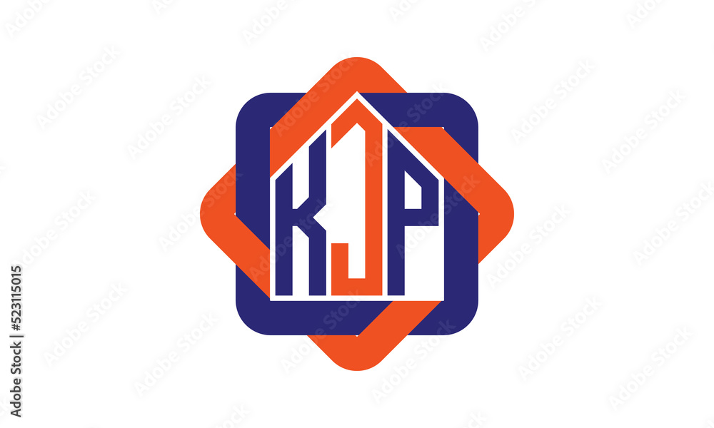 KJP three letter real estate logo with home icon logo design vector ...