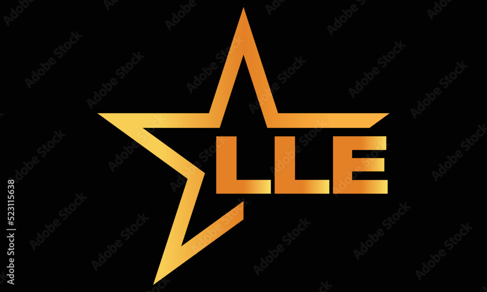 LLE golden luxury star icon three letter logo design vector template ...