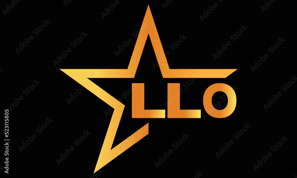 LLO golden luxury star icon three letter logo design vector template ...