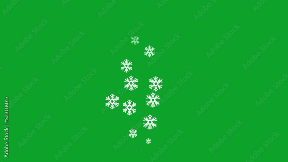 Snow falling down slowly 4K animation on Green screen. Christmas ...