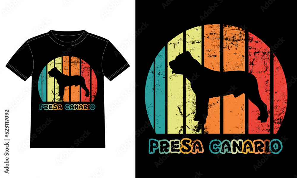 Funny Presa Canario Retro Vintage Sunset T-shirt Design template, Presa ...