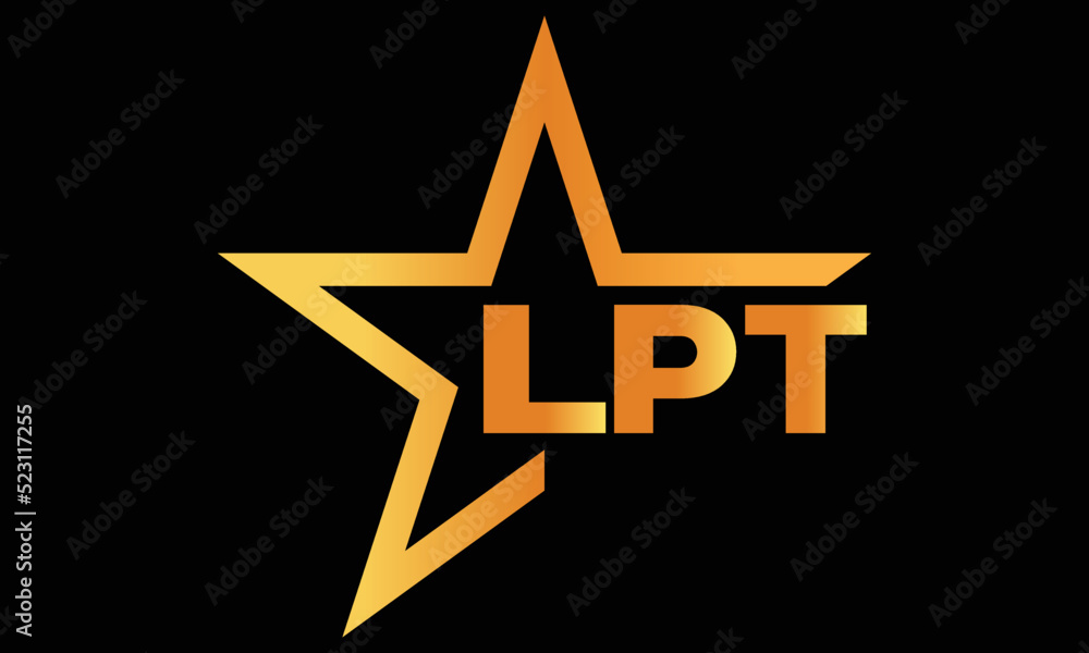 LPT golden luxury star icon three letter logo design vector template ...