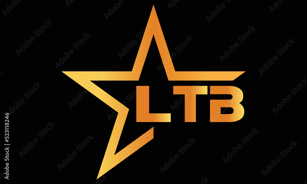 LTB golden luxury star icon three letter logo design vector template ...