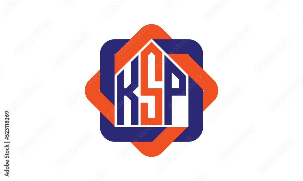 KSP three letter real estate logo with home icon logo design vector ...