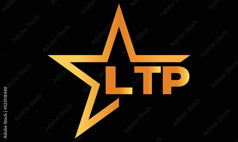 LTP golden luxury star icon three letter logo design vector template ...