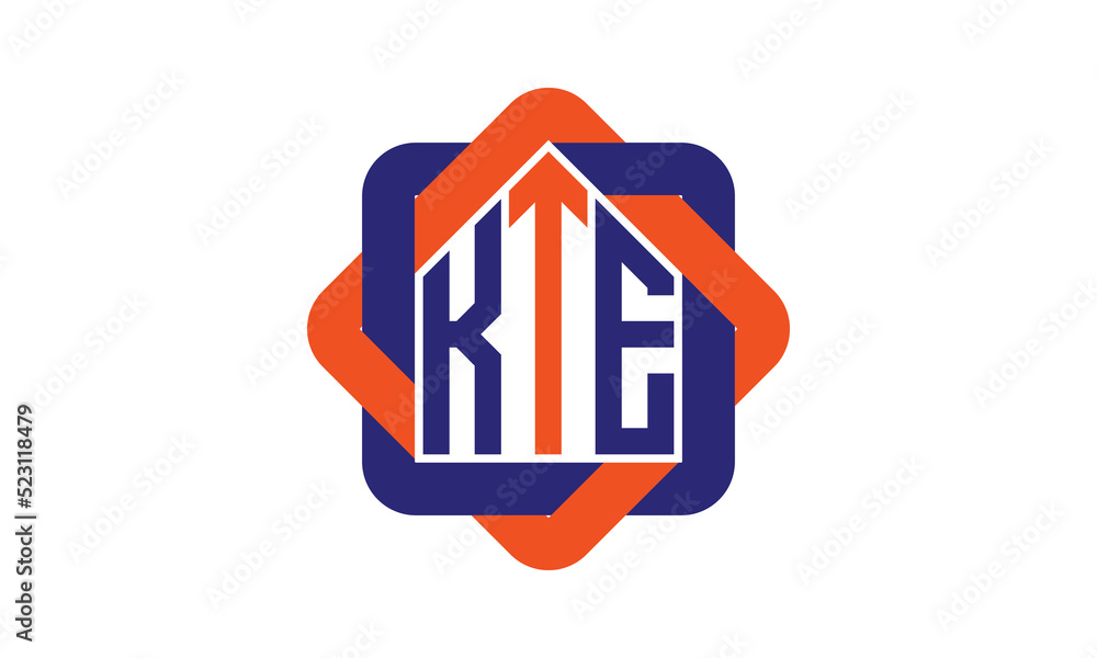 KTE three letter real estate logo with home icon logo design vector ...