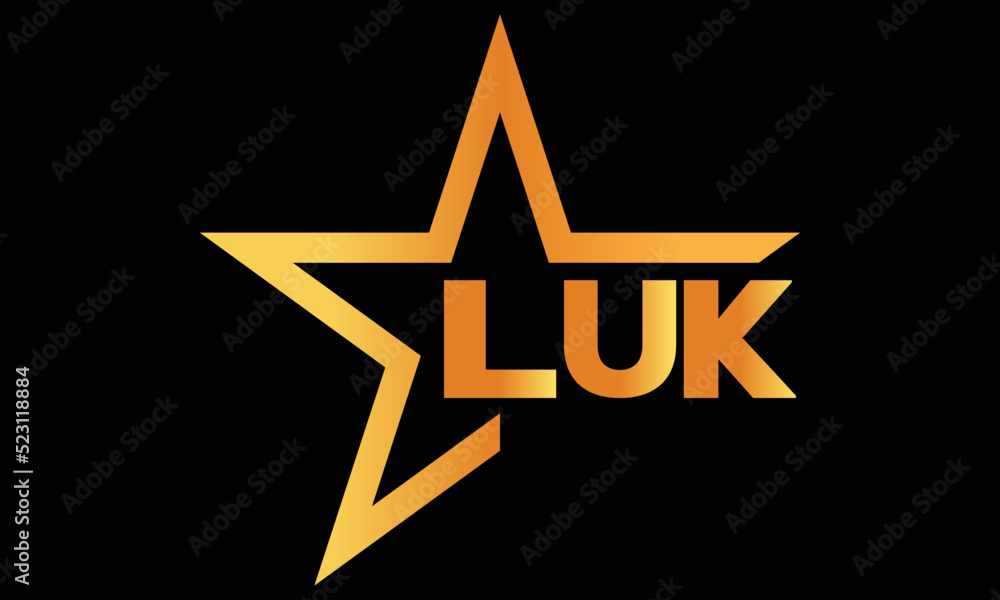 LUK golden luxury star icon three letter logo design vector template ...
