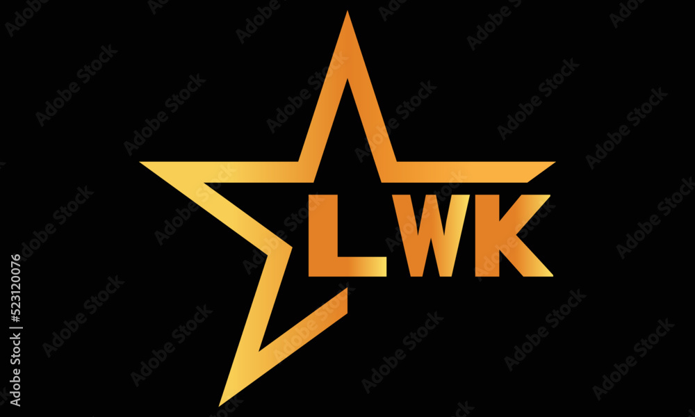 LWK golden luxury star icon three letter logo design vector template ...