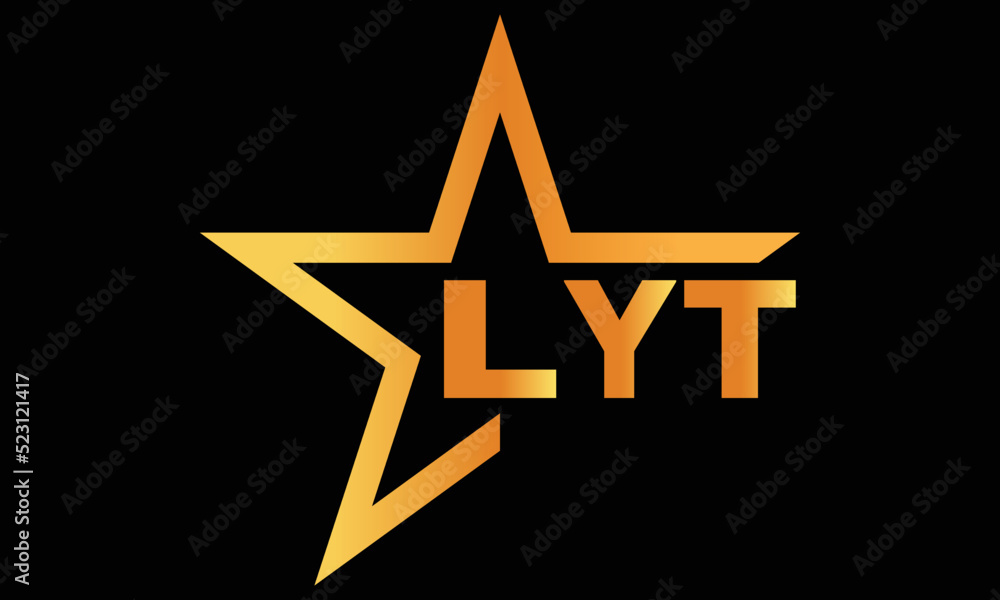 LYT golden luxury star icon three letter logo design vector template ...