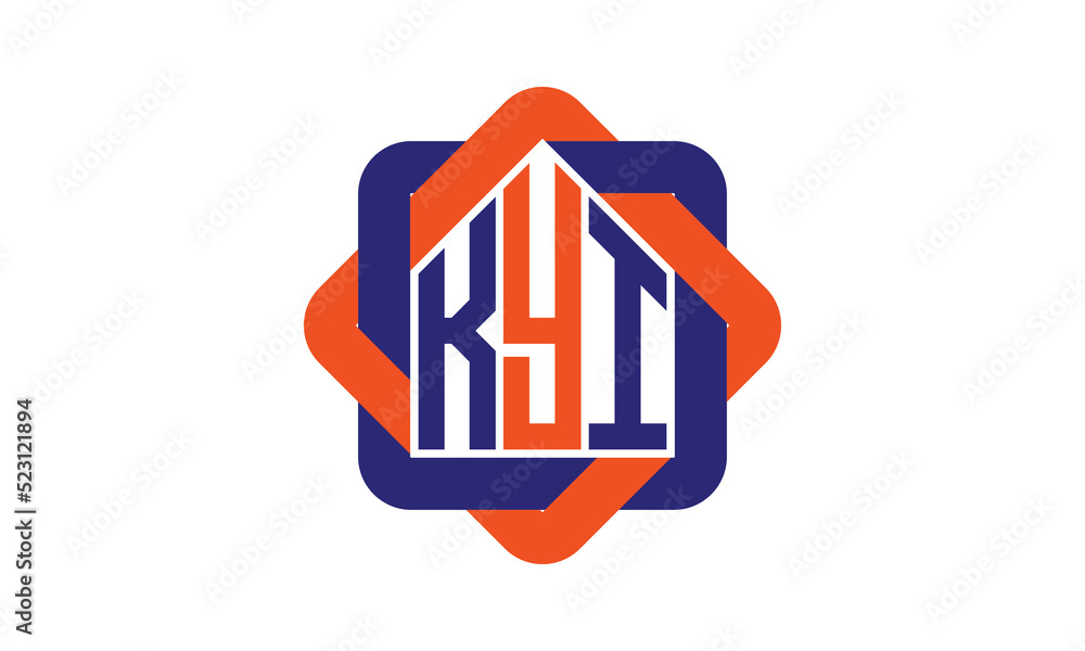 KYI three letter real estate logo with home icon logo design vector ...