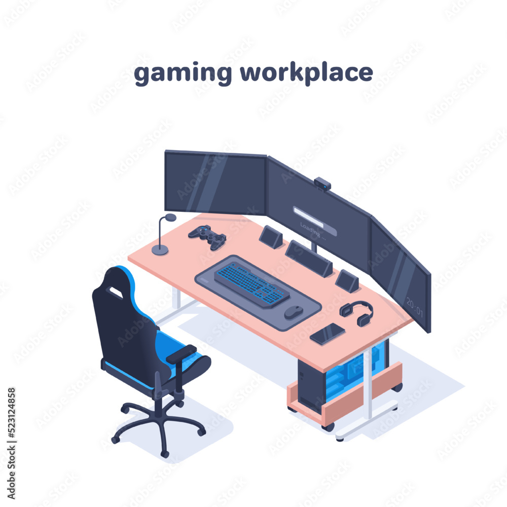 isometric vector illustration isolated on white background, gaming ...