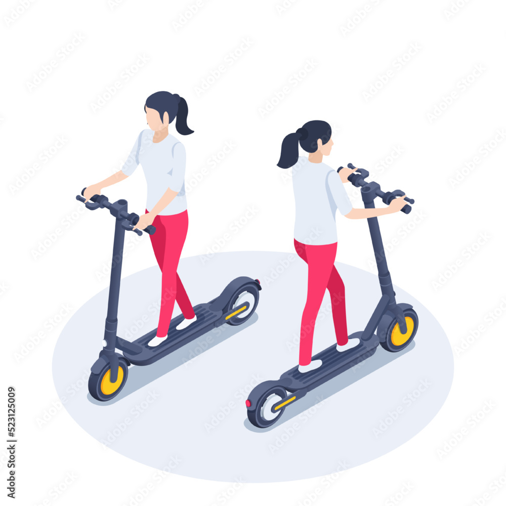 isometric vector illustration on a white background, a woman on an ...