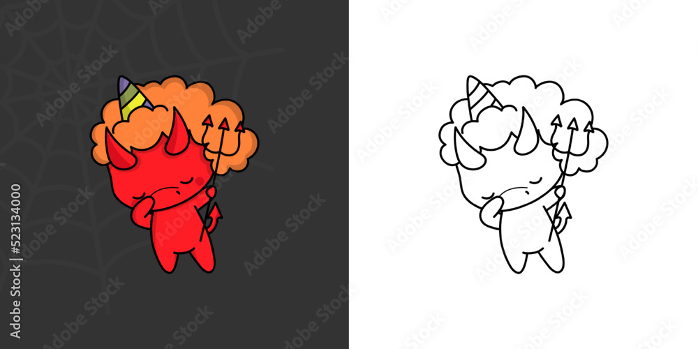 Cute Halloween Unicorn Clipart for Coloring Page and Illustration ...