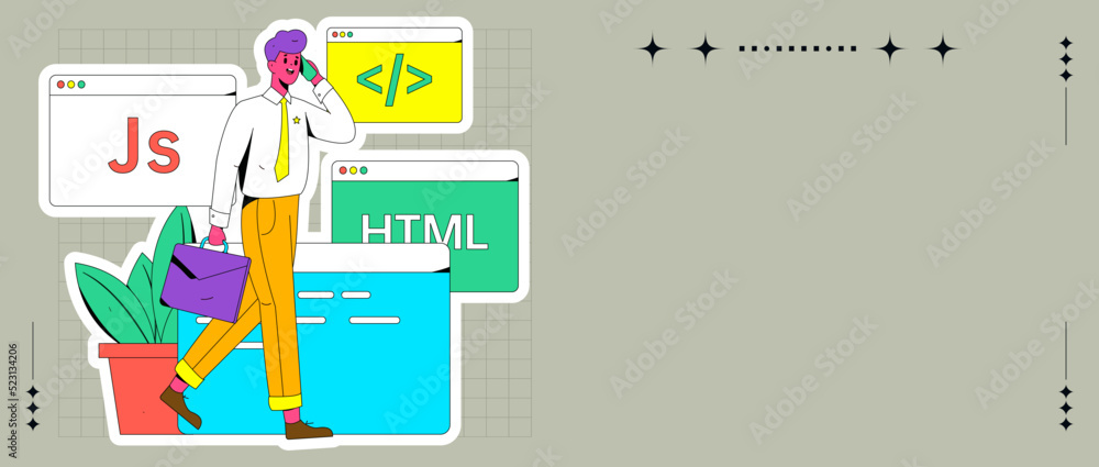 Development front-end back-end programming teaching vector illustration ...