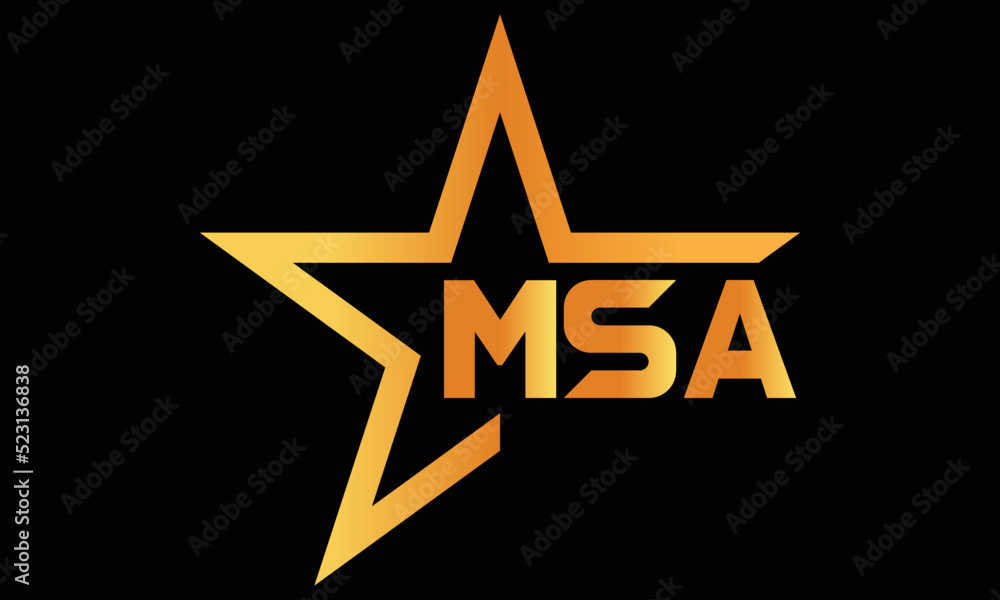 MSA golden luxury star icon three letter logo design vector template ...