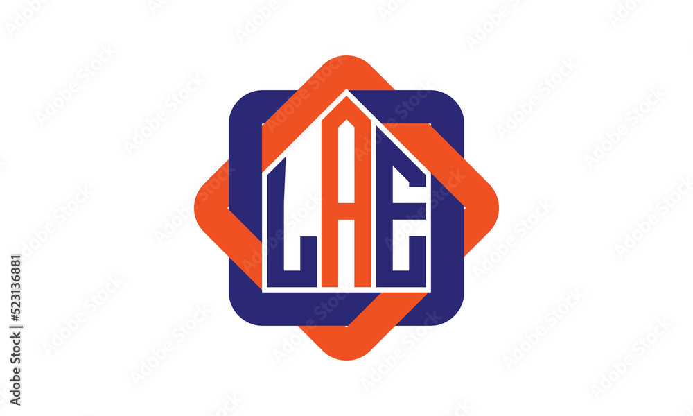 LAE three letter real estate logo with home icon logo design vector ...