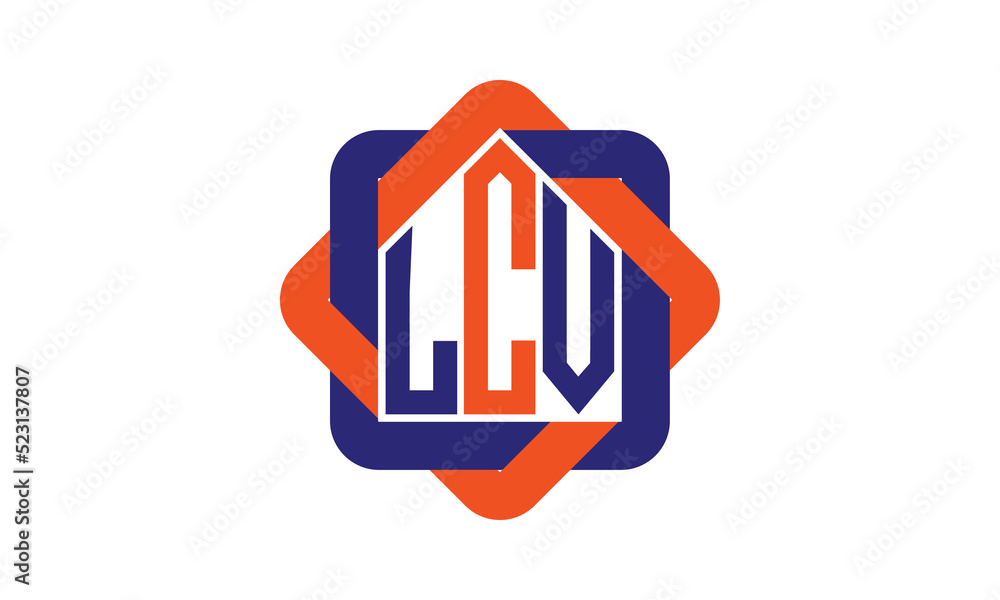 LCV three letter real estate logo with home icon logo design vector ...