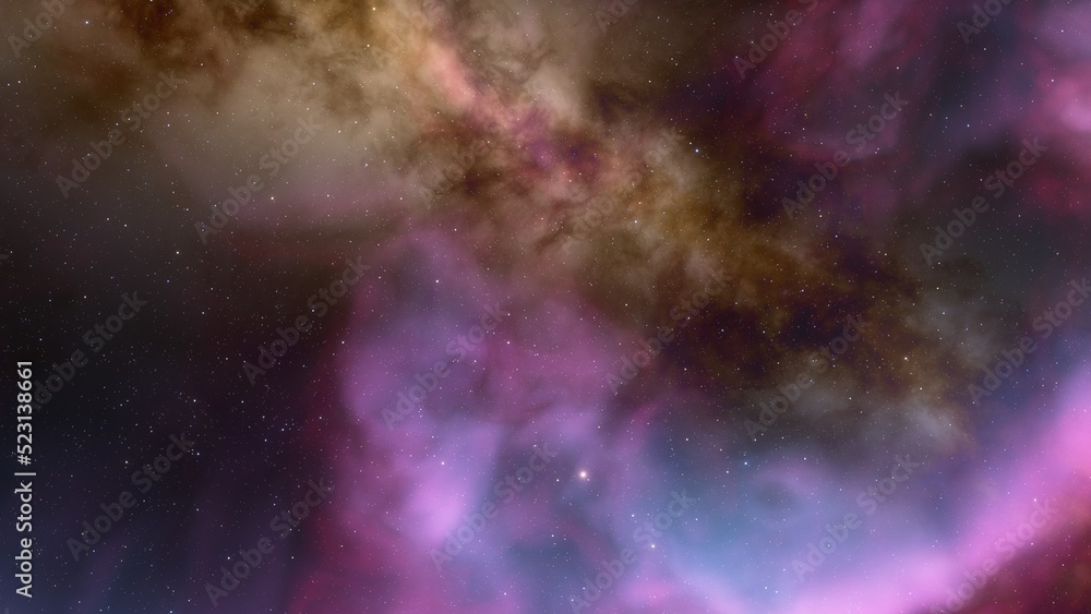 Deep space nebula with stars. Bright and vibrant Multicolor Starfield ...